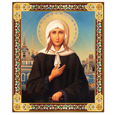 Saint Xenia Orthodox Icon - Gold Foil Wooden Icon 3 inch, Gold foil ...