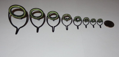 New Set of 8 Fuji Vintage BNHG Black Green Shock Ring Fishing Rod ...