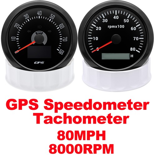85mm Black GPS Speedometer 80MPH&Tachometer 8000RPM Gauge for Boat Car ...