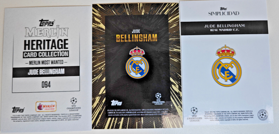 JUDE BELLINGHAM Trading Cards Lot Real Madrid - GOLD,MERLIN HERITAGE ...
