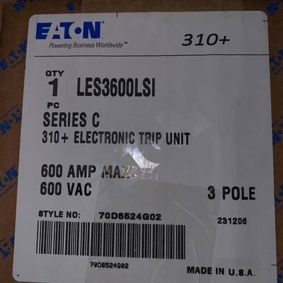 EATON LES3600LSI ELECTRONIC TRIP UNIT 600A 600V 3POLE NEW IN BOX READY ...