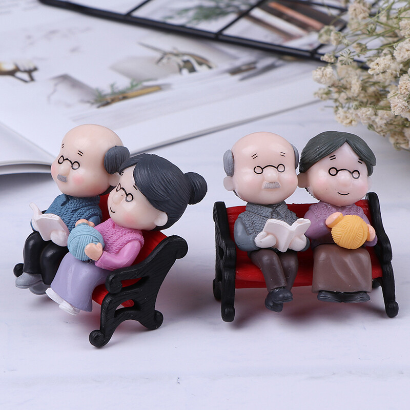 1set Dollhouse Miniatures Garden Micro Landscape Grandparents Figurines ...