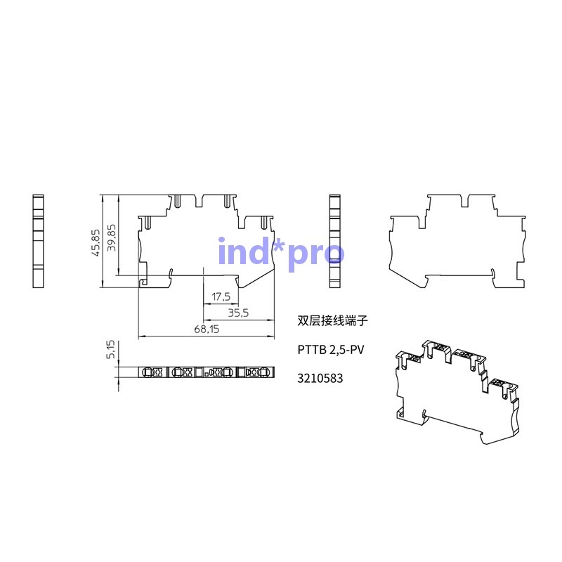 50PCS/Box New PTTB 2,5-PV Double Layer Terminal Block 3210583 | eBay