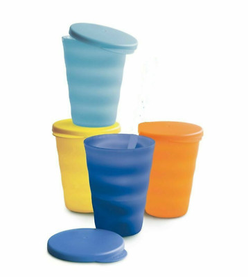 Tupperware Impressions 16oz Tumblers Aqua Navy Blue Yellow Orange Flat ...