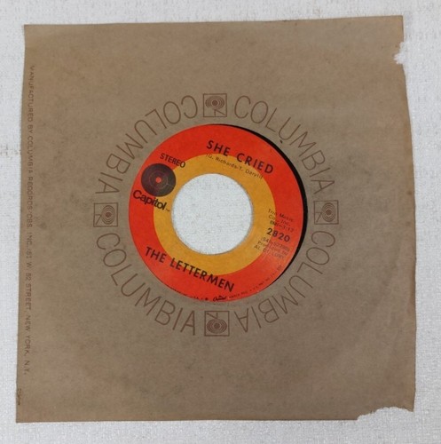 The Lettermen ‎– She Cried - Vintage Vinyl 45- 1964 - Capitol Records ...