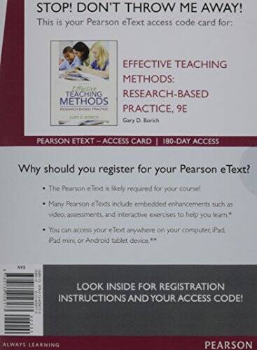 Effective Teaching Methods: Research-Based Practice, Enhanced Pearso - VERY GOOD 9780134056173| eBay