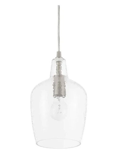 HAMPTON BAY Gillian 1-Light Brushed Nickel Cone Mini Pendant with Clear ...