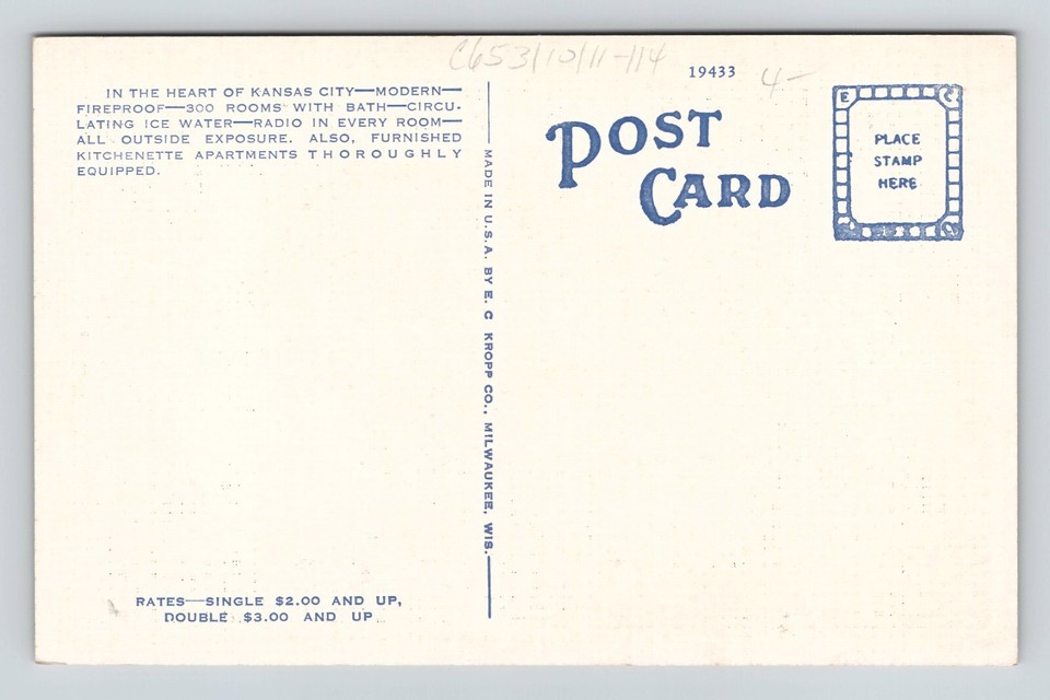 Postcard The Aladdin Kansas City Missouri The Hotel With Personality ...