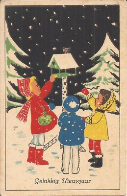 NETHERLANDS - Dutch Happy New Year - Art Deco, Children, Birdhouse | eBay