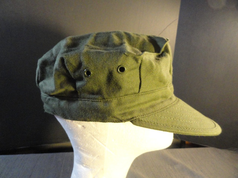 1990 USMC MARINE CORP HOT WEATHER OG 107 8 POINT UTILITY CAP EMBLEM ...