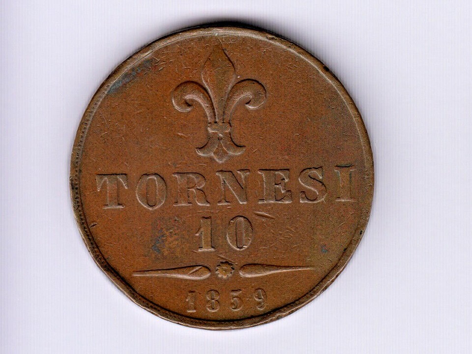 Italy:KM-377,10 Tornesi,1859 * Bronze * Francesco II * VF * | eBay