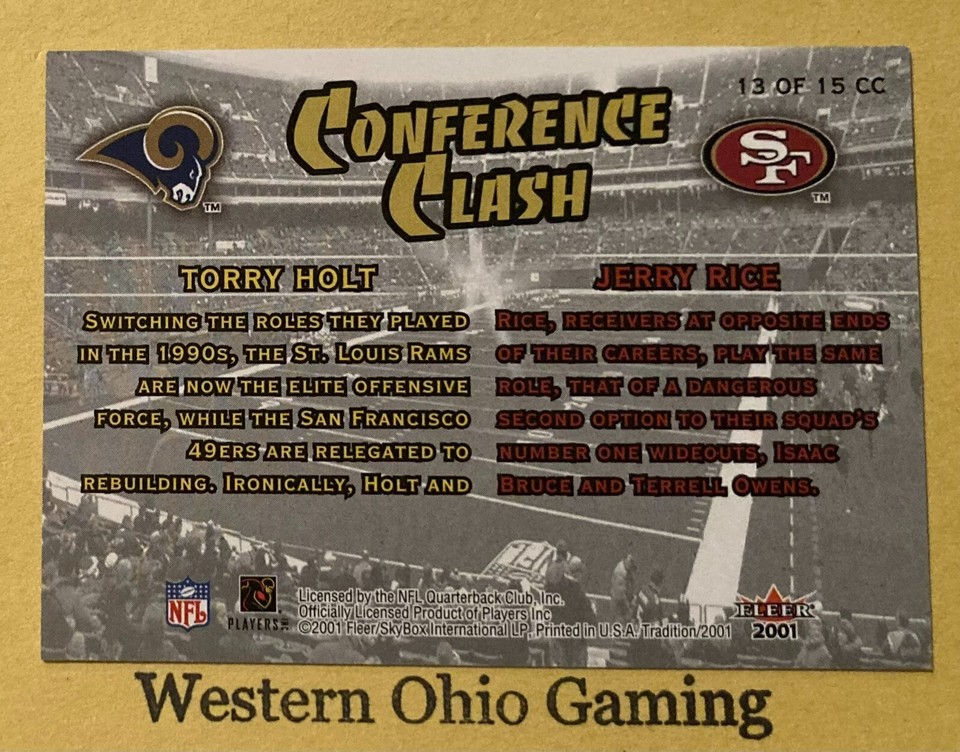 2001 Fleer Tradition Jerry Rice Torry Holt #13 CC Conference Clash | eBay