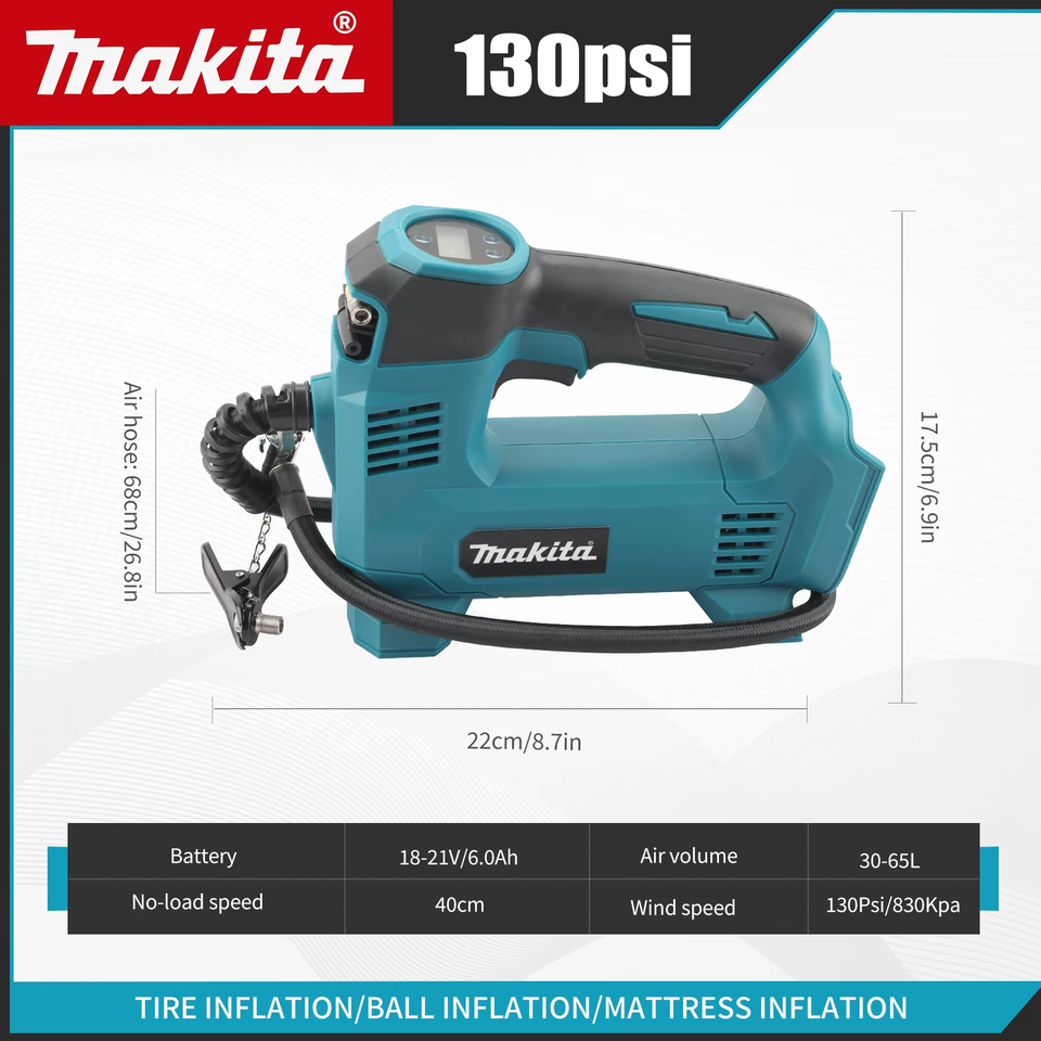 Makita 21V 180PSI Mini Air Compressor Heavy Duty Tire Inflator with LED ...