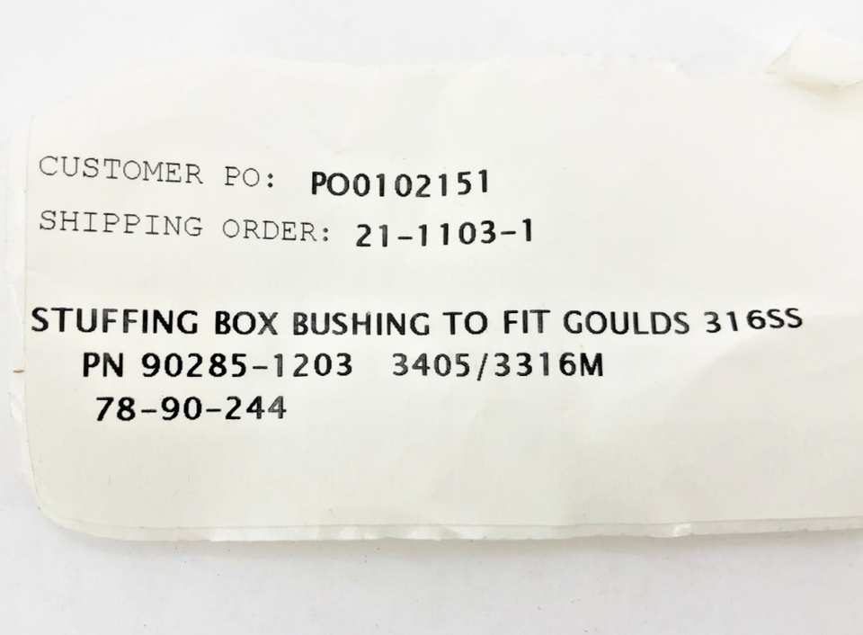 New 90285-1203 Stuffing Box Bushing for Goulds 3405/3316M 316SS - No ...