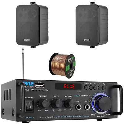 Pyle Bluetooth Compact Amplifier Home Audio Receiver, 2x 4" 30W Max ...