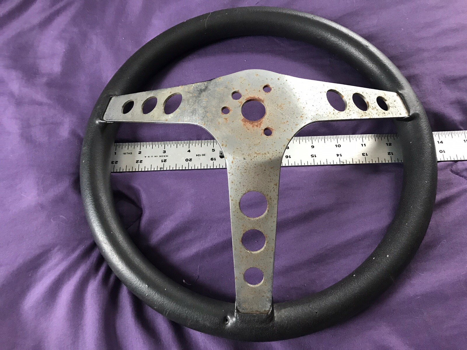 Vintage 3 Spoke Racing Steering Wheel 13'' Chrome with Black Grip | eBay