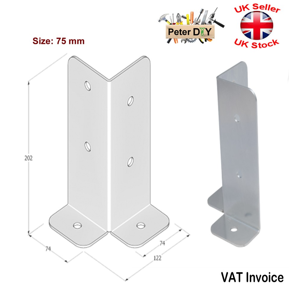 Galvanised Bolt Down BASE POST SUPPORT ONE CORNER Fence Foot Base ...