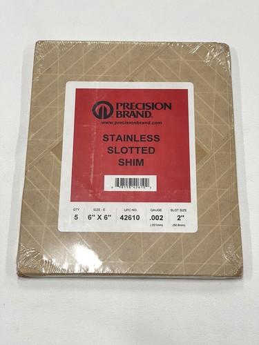 Precision Brand 42610 Imperial Slotted Shim .002" .051mm 6x6" Pack of 5 ...