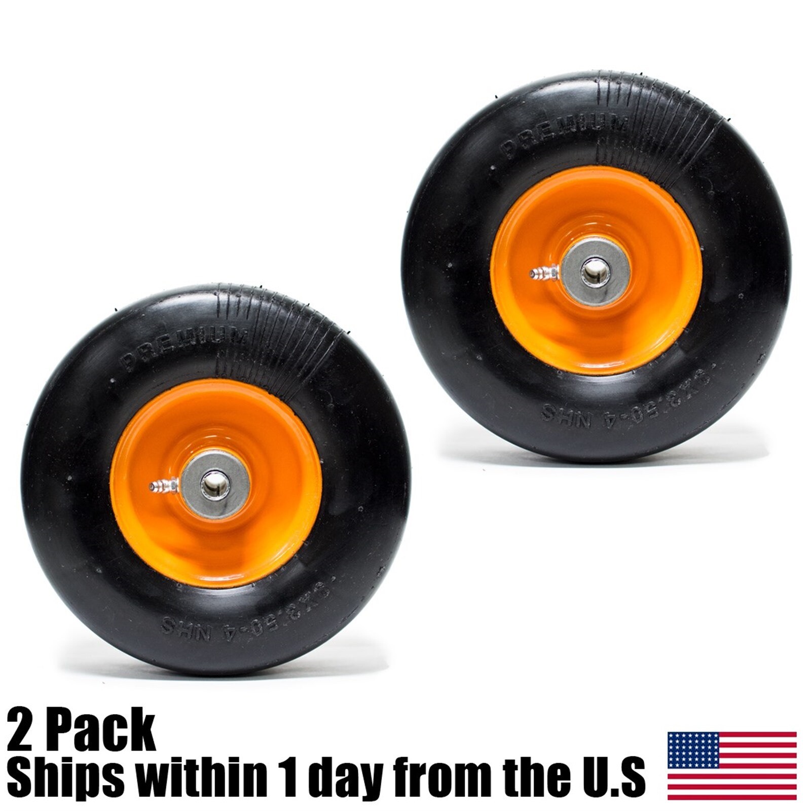 2PK Flat Free Solid Tire Front Caster Wheel 9x3.50-4 for Scag 48307 ...
