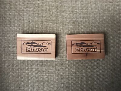L.L. Bean Pair Cedar Wood Blocks - Mountain Scene - Storage - 3" x 2 ...