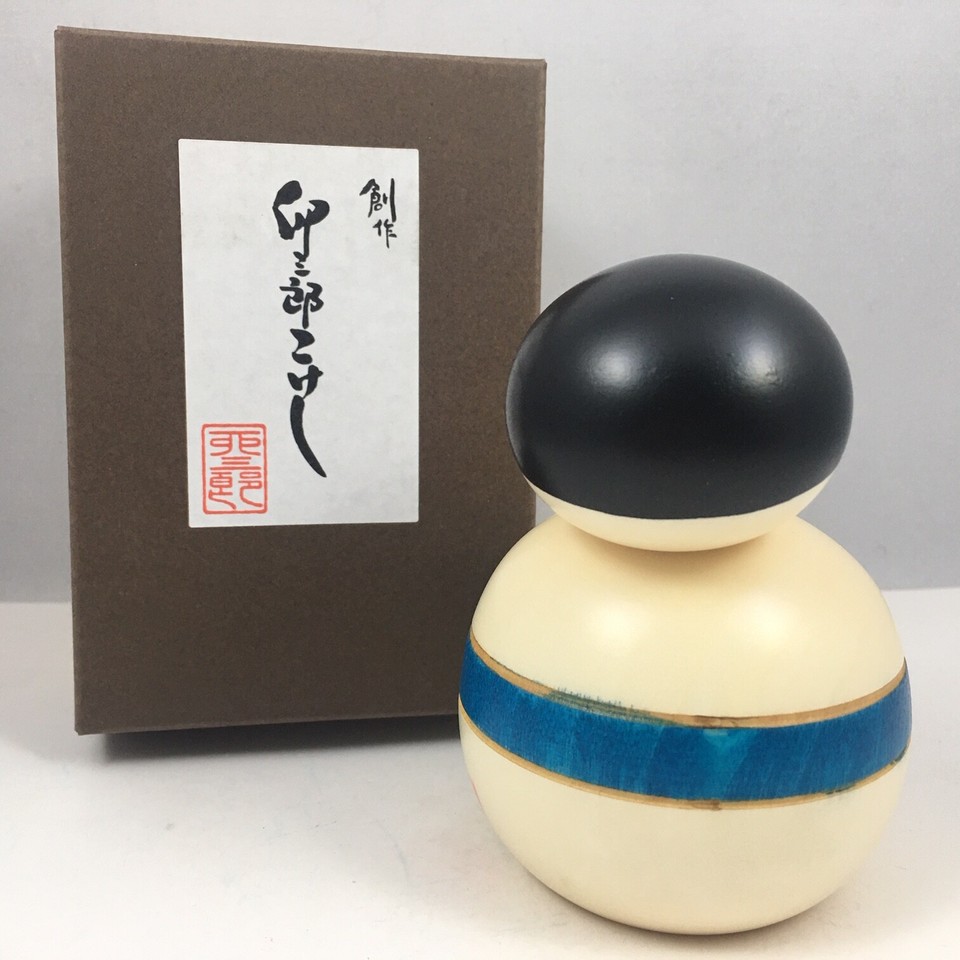 Usaburo Japanese 3.5"H Kokeshi Wooden Doll Blue Sumo Osumo-san Made in Japan | eBay