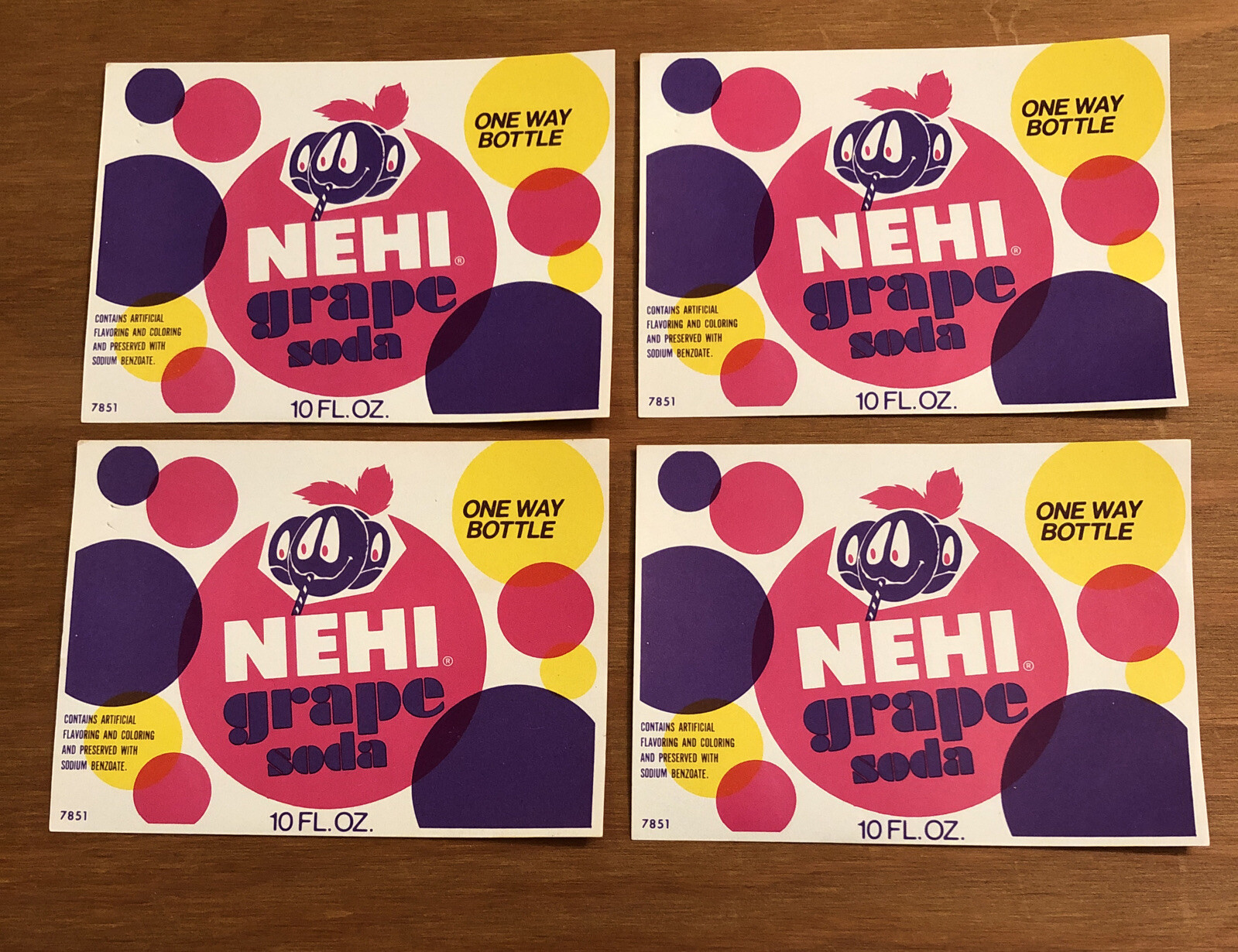 Lot Of 4 Vintage NEHI Advertising Grape Soda Colorful Labels | eBay