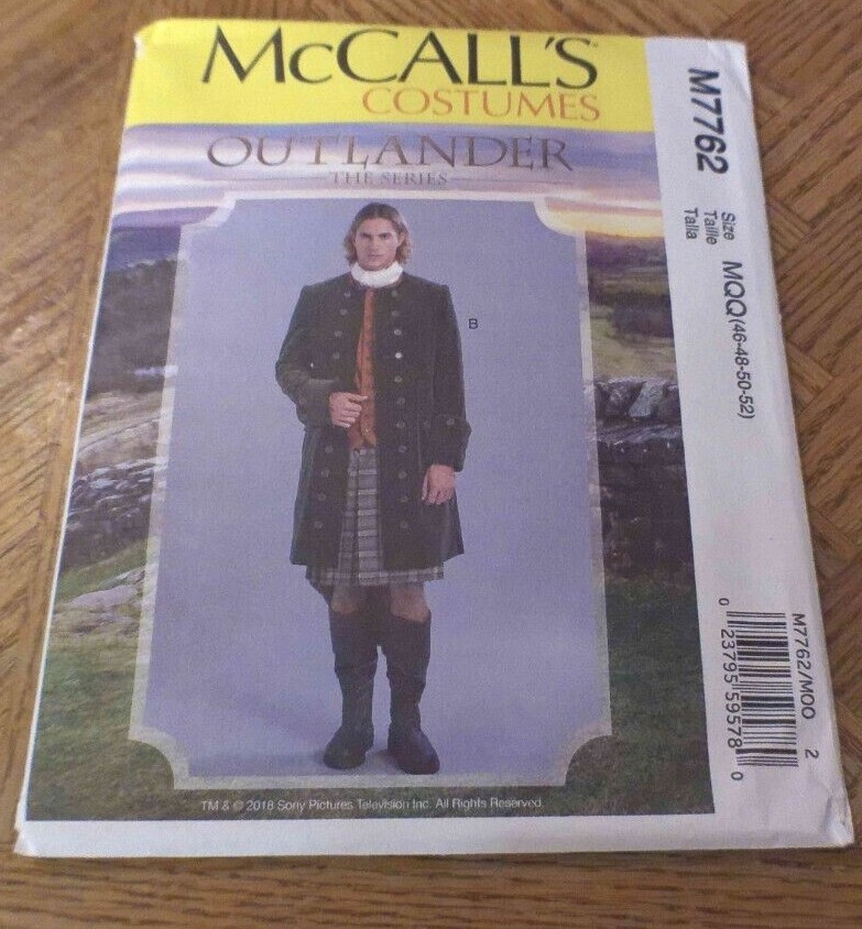 McCalls COSTUMES Pattern M7762 Mens OUTLANDER Fitted Lined Coats w ...