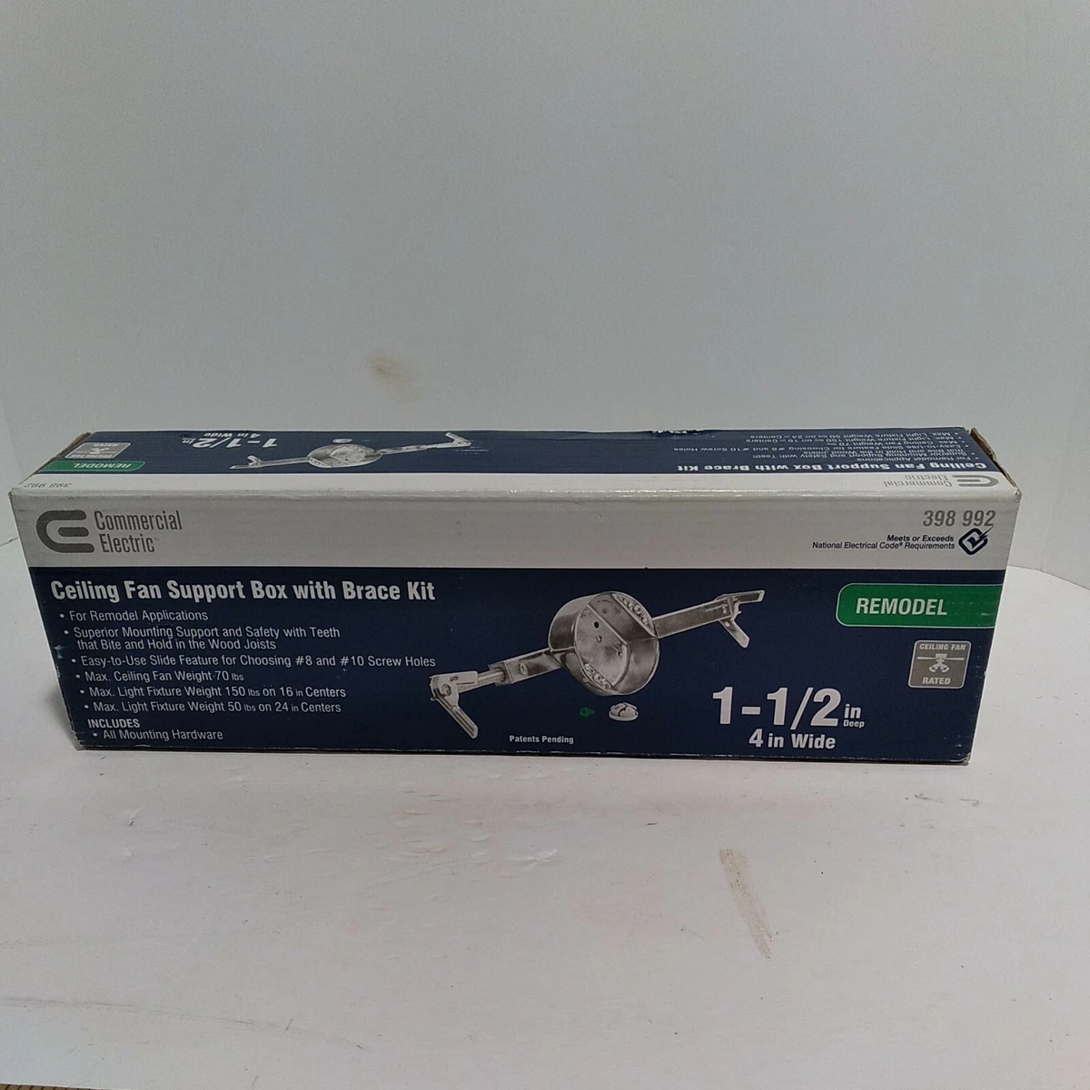 Ceiling Fan Support Box With Brace Kit Commercial Electric | Shelly ...