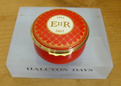 Halcyon Days Queen Elizabeth II Diamond Jubilee Royal Cypher Enamel Box ...