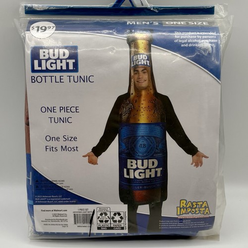 Bud Light Beer Bottle Tunic Halloween Costume Blue New In package Adult ...
