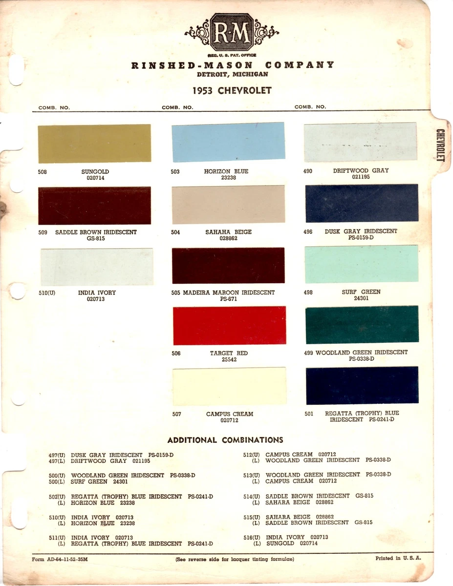 1955 Chevy Factory Colors