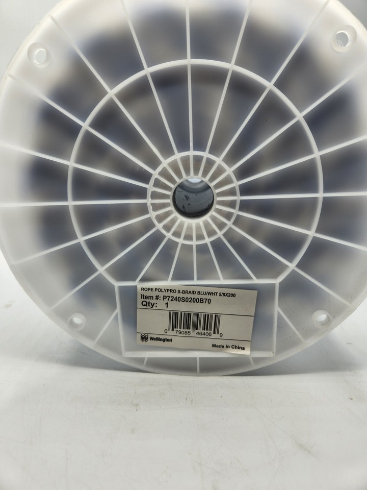 Wellington Solid Braid Poly Rope Blue/White, Boating, Derby - 1 Reel ...