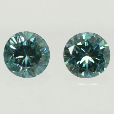 Round Diamond Pair Fancy Turquoise Color Natural Enhanced Loose VS1/VS2 ...