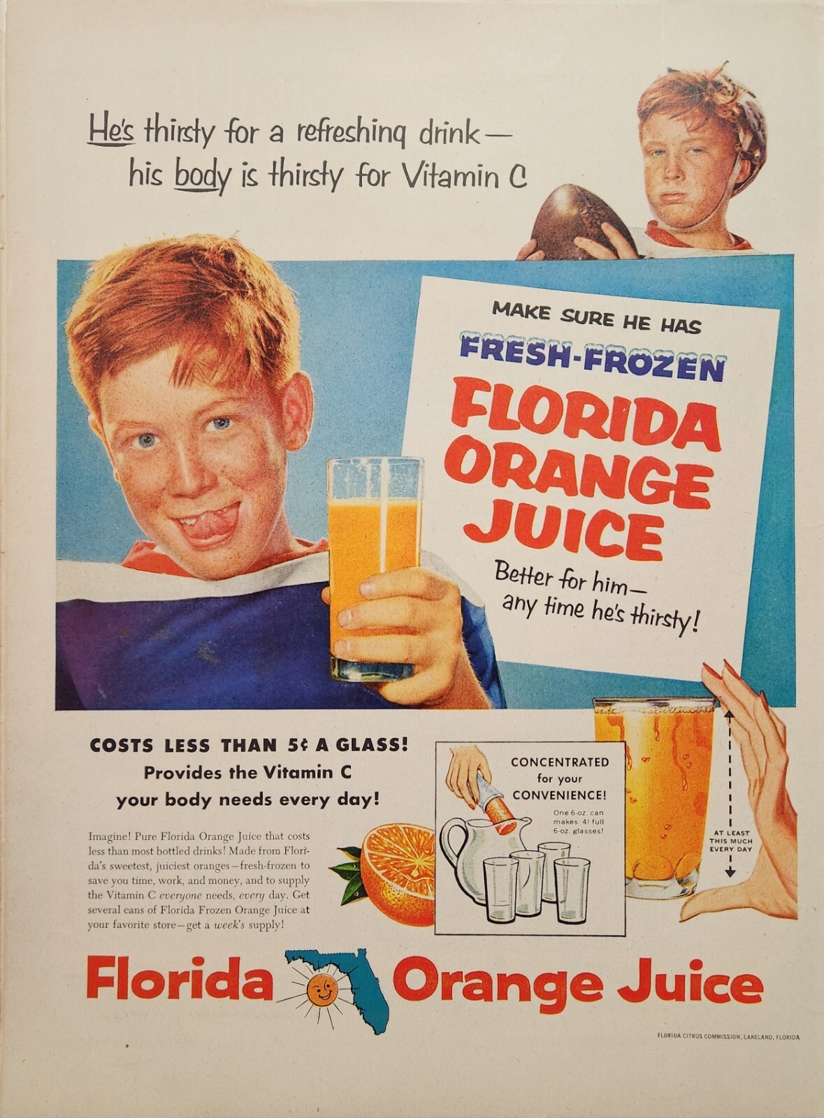 Orange Juice Print Ad Ephemera Wall Art Decor Florida Citrus Comm | eBay