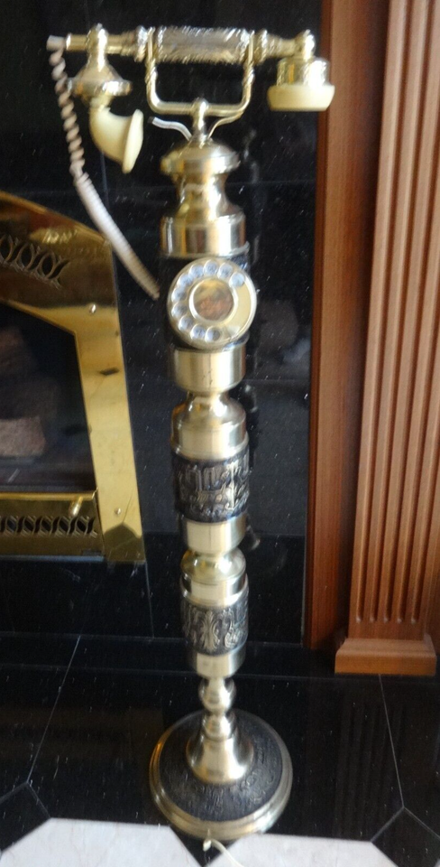 Rare vintage French rotary telephone with tall brass column stand 41 ...