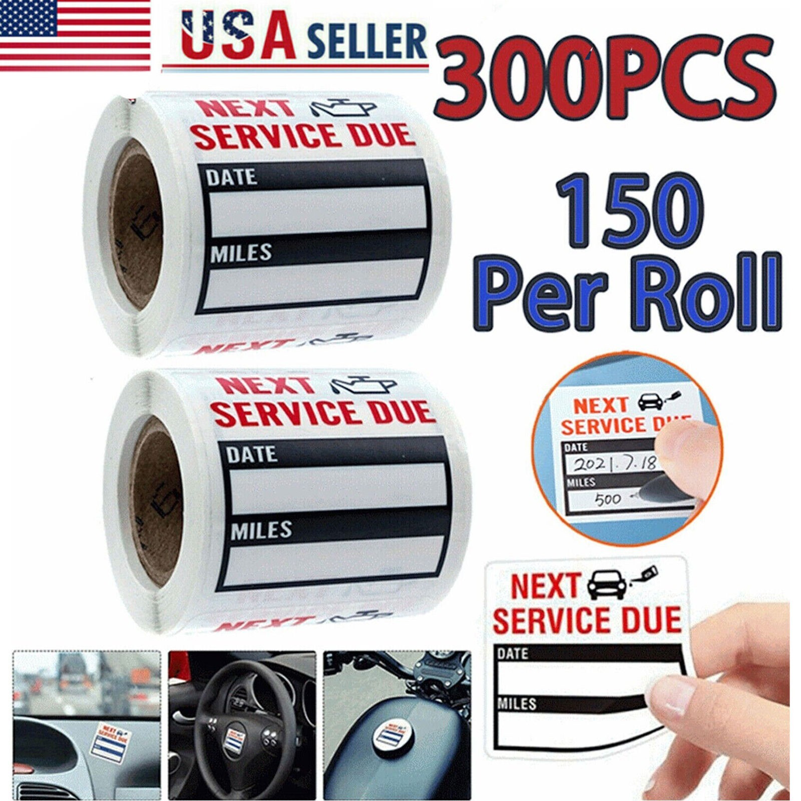 300 Oil Change Stickers Service Reminder Clear Window Lite Sticker Pack ...