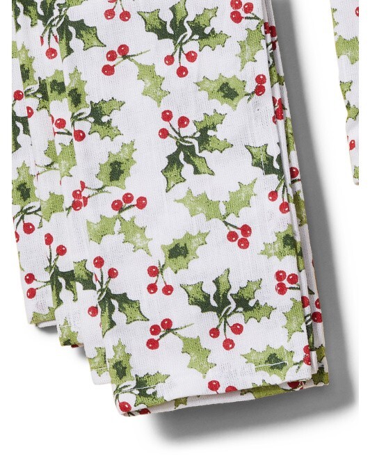 Cupcakes and Cashmere Christmas Holly Napkins - Lightweight Cotton ...