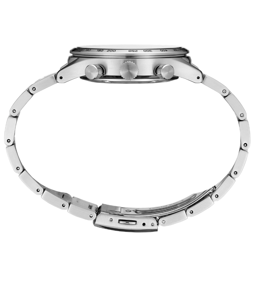 Seiko Essential Chronograph Stainless Steel Bracelet Black Dial Men ...