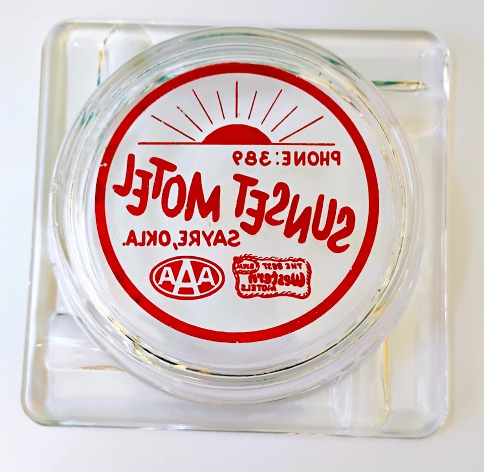 ca. 1950'-60's Sunset Motel Glass Ashtray ( RT Route 66 ) Sayre ...