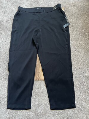 Dictionary Dress Pants Womens Large 16 Black Elastic Waist Band High ...