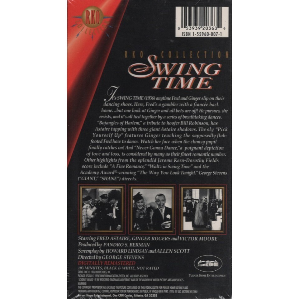 Swing Time VHS Tape 1936 Musical Romance Movie Ginger Rogers & Fred Astaire LOVE | eBay UK