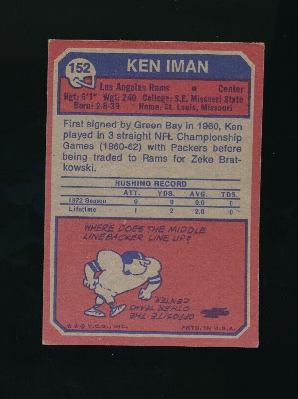 1973 Topps #152 Ken Iman Signed Auto autograph centered crisp blue ...