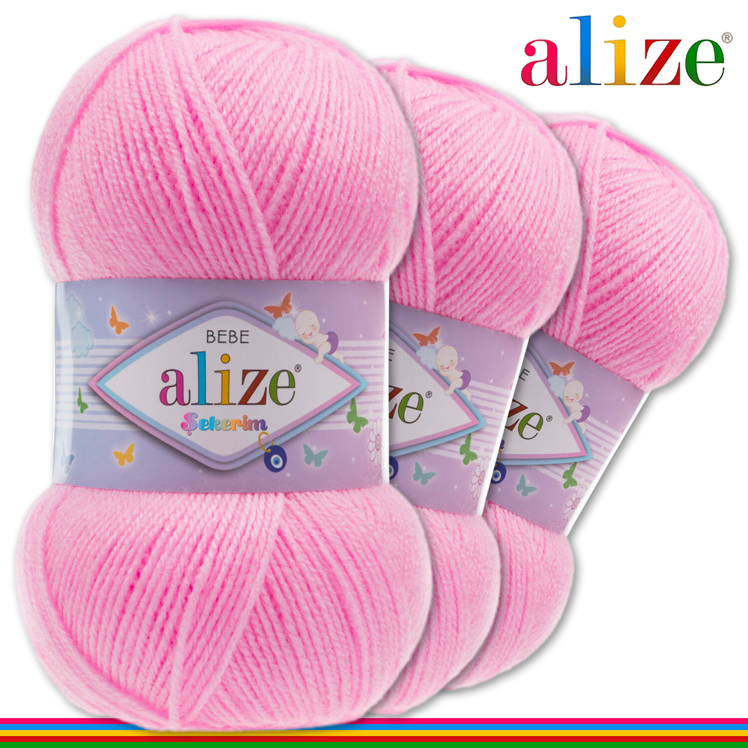Alize 3 x 100 g Sekerim Bebe Babygarn Wolle Stricken Häkeln Acryl 43 Farben | eBay