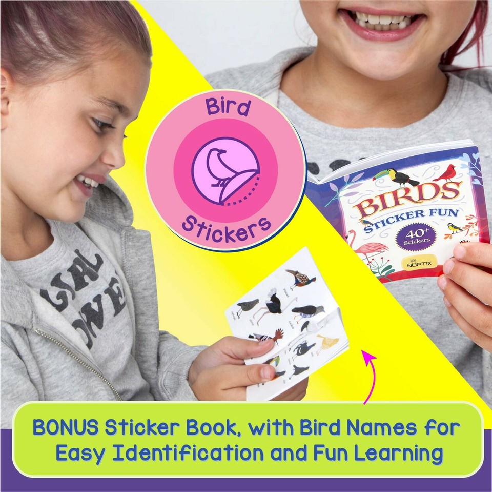 Kids Binoculars Real Binoculars - BONUS Sticker Book of 40+ Birds with ...