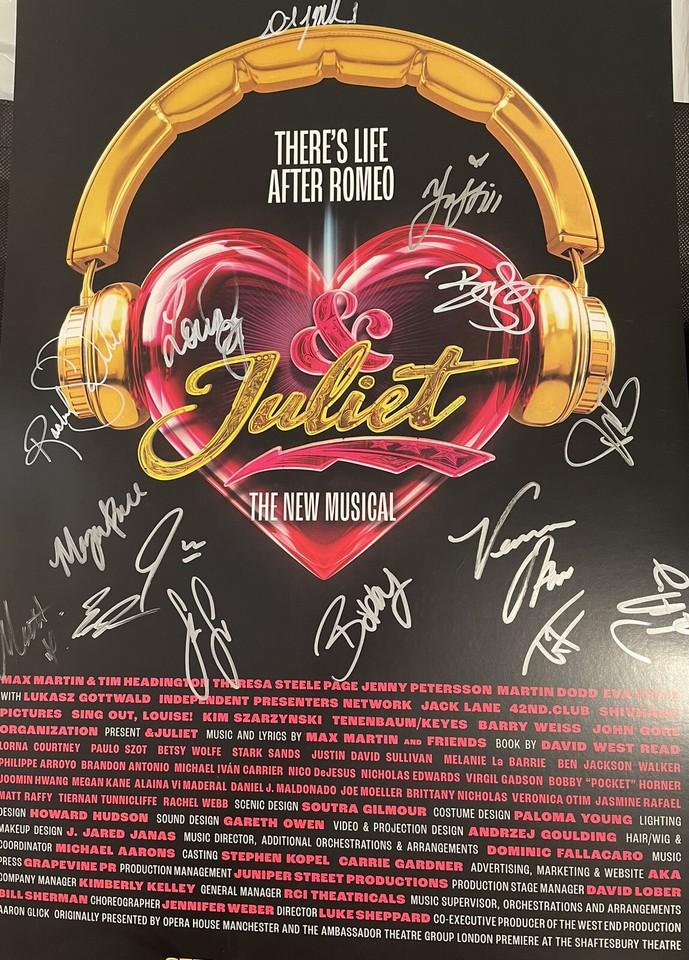 FINAL! And Juliet Original Cast Signed Broadway Musical Poster & Juliet ...