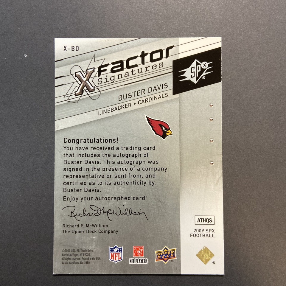 2009 Upper Deck SPx X-Factor Signature Auto BUSTER DAVIS Autograph ...