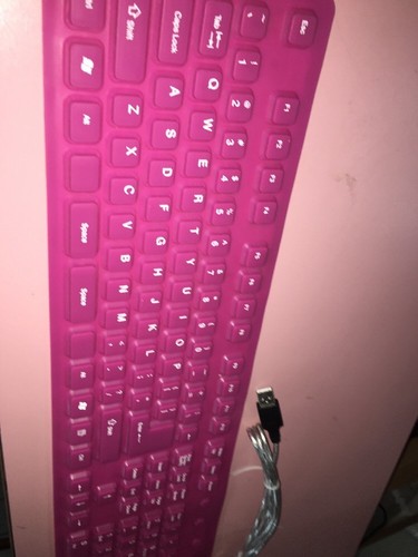 Pink Silver Rubber Keyboard Keypad Quiet Computer Flexable Bend ...