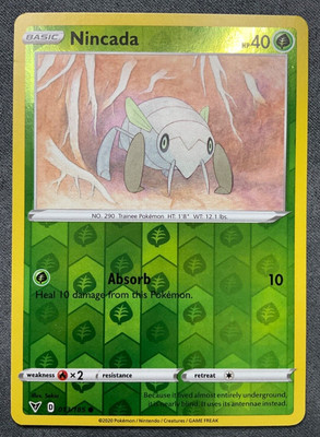 Nincada Vivid Voltage 013/185 VIVID VOLTAGE NEAR MINT (REVERSE HOLO ...