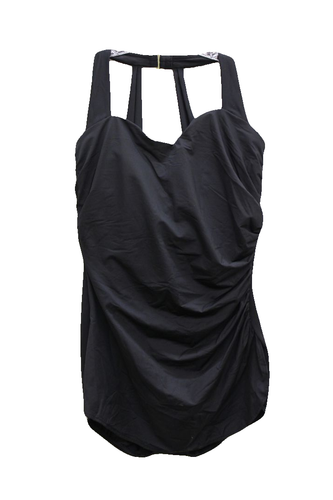 Miraclesuit BLACK Shirred Halter T-Back One Piece Swimsuit, US 16DD ...