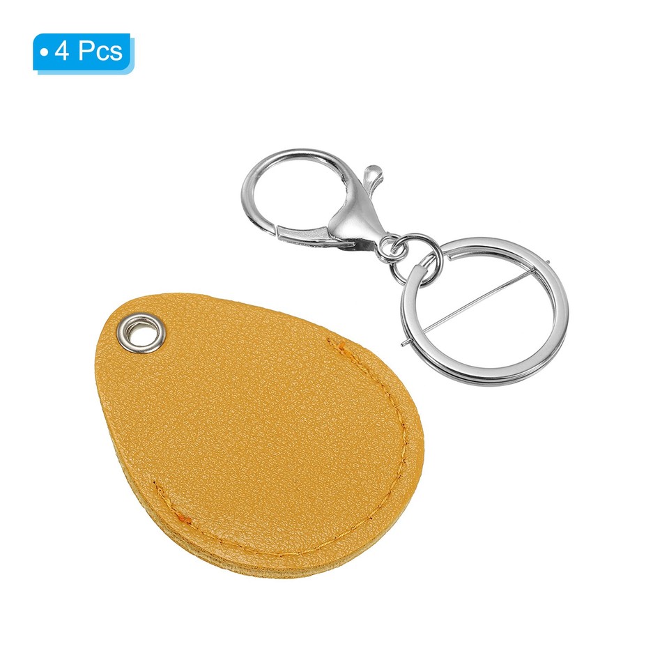 Leather Key Fob, 4pcs PU Leather Key Fobs Key Chain Holder, Yellow ...